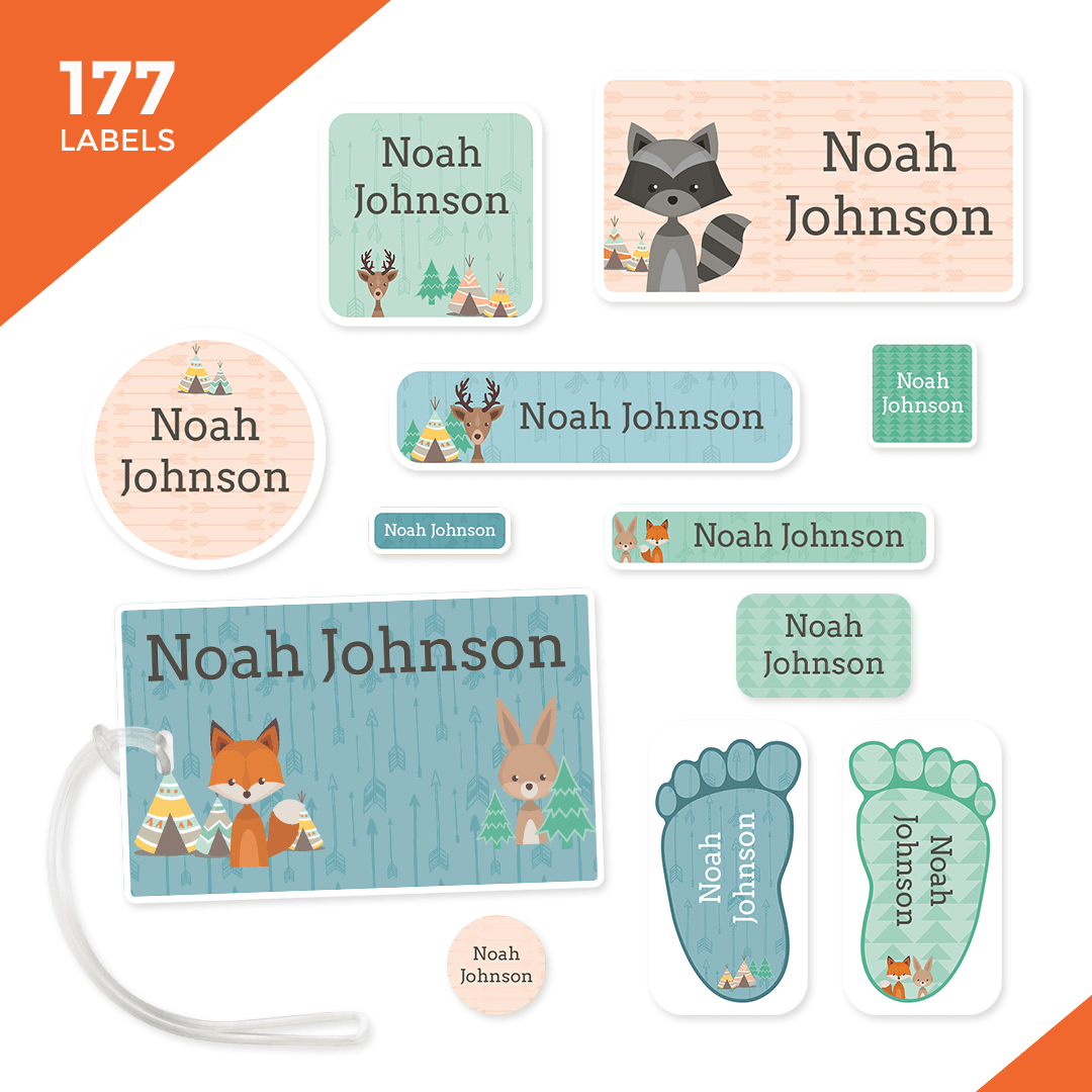 Camp and Kindergarten Starter Label Pack - Forest Animals – School and ...
