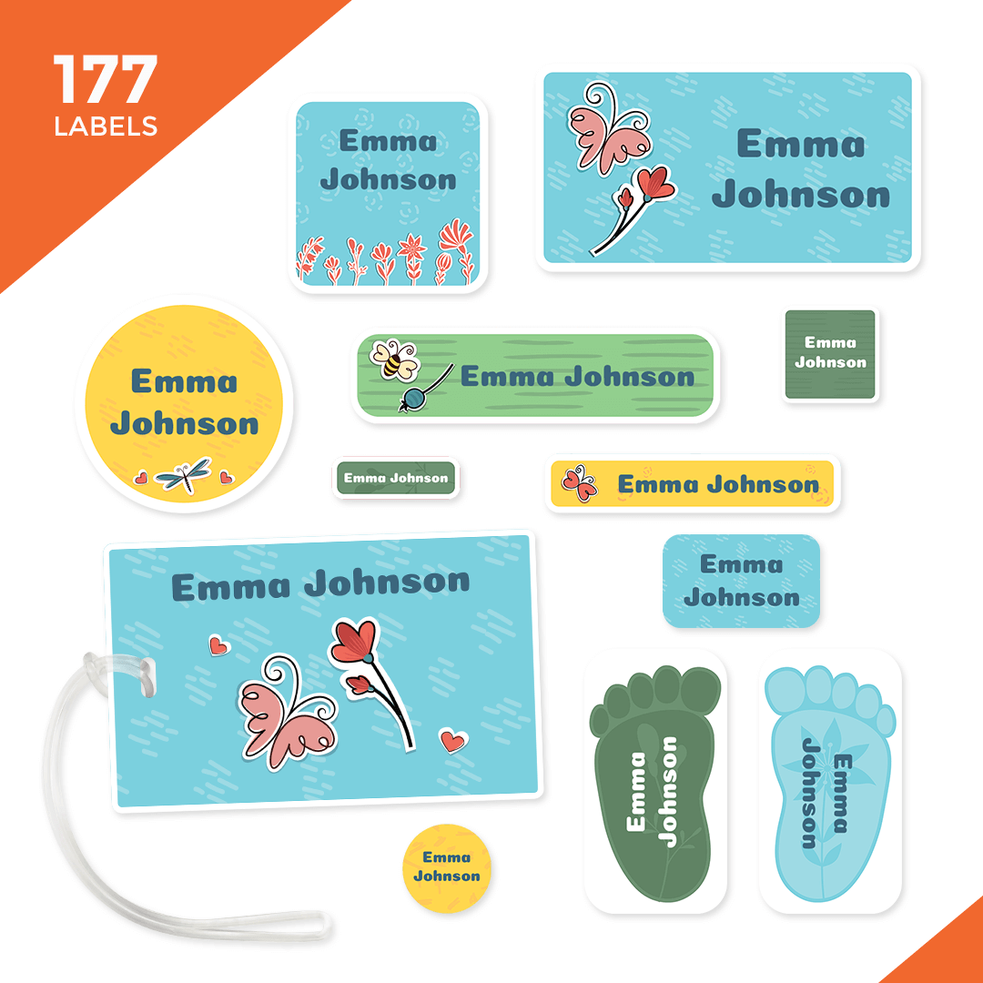 Camp and Kindergarten Starter Label Pack - Funky Butterfly – School and ...