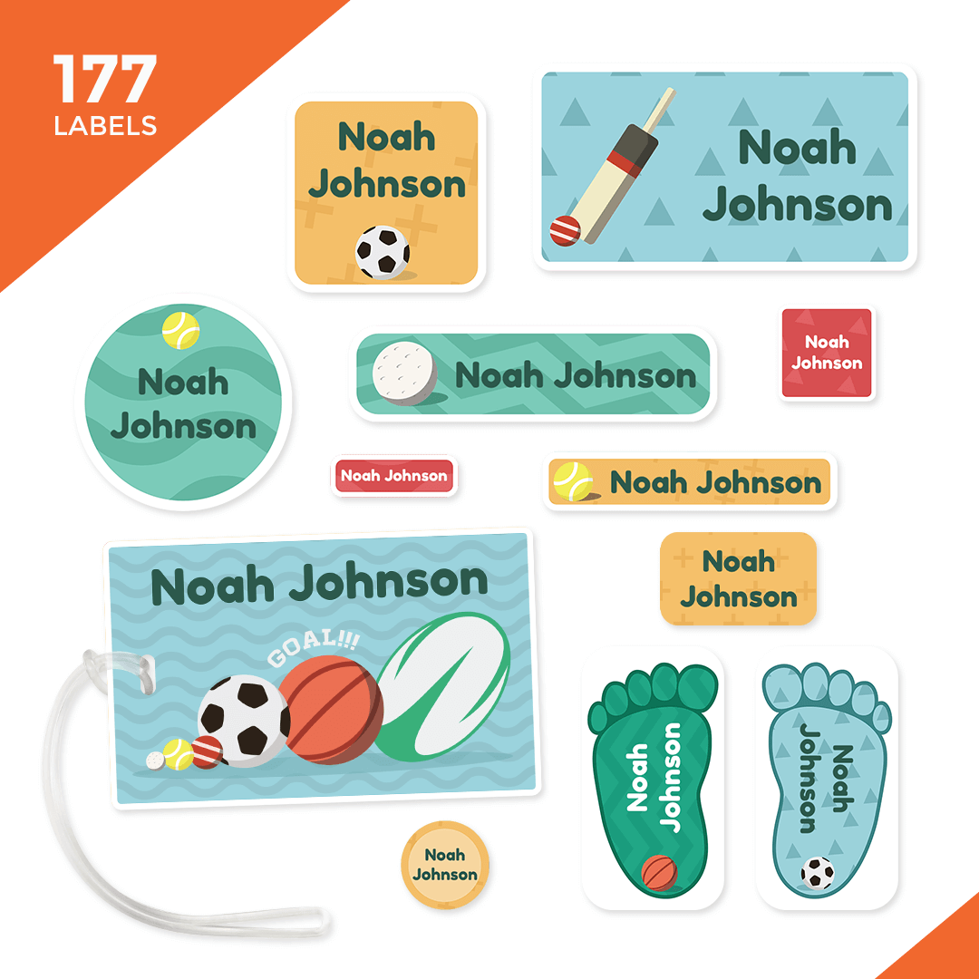 Camp and Kindergarten Starter Label Pack - Sports – School and Camp Labels