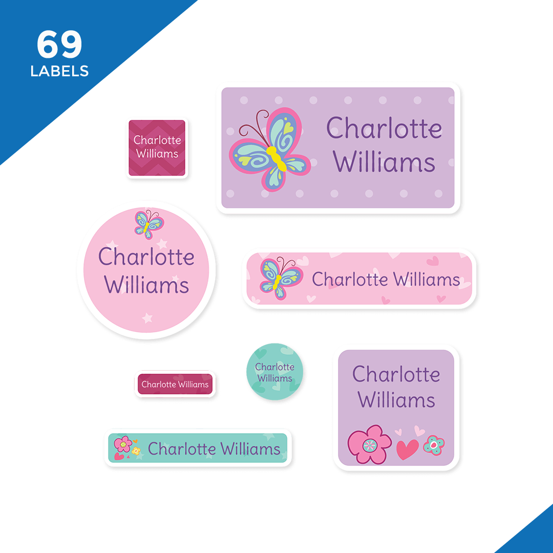 Complete Waterproof Label Pack - Butterflies – School and Camp Labels