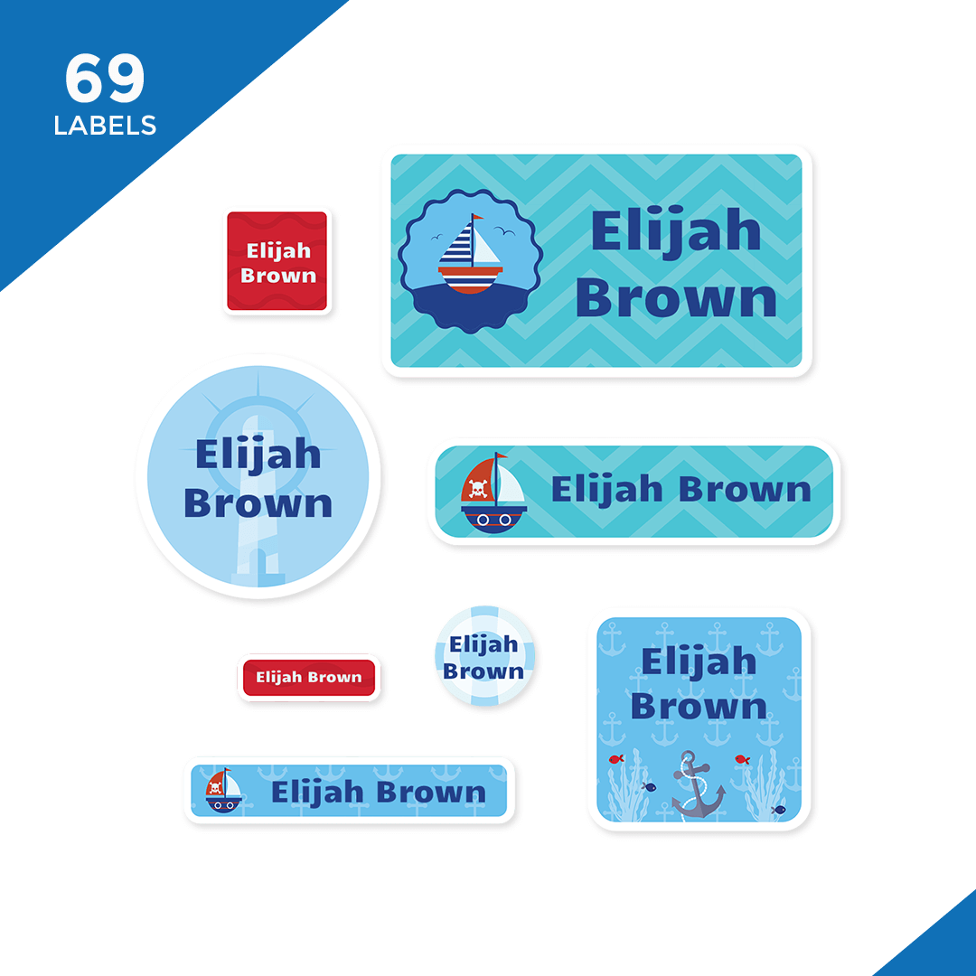 Complete Waterproof Label Pack - Sail Boats – School and Camp Labels