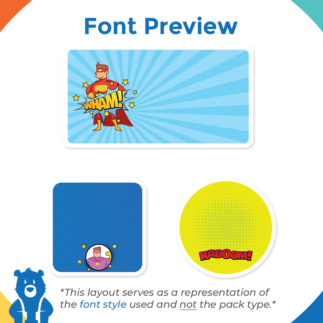 Complete Waterproof Label Pack - Comic Book – School and Camp Labels